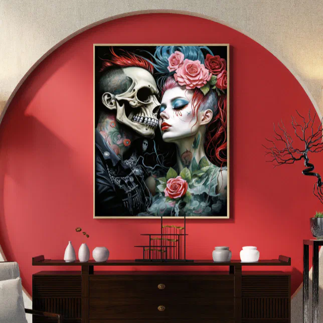 Vintage Floral Gothic Punk Love Couple Decoupage Tissue Paper | Zazzle