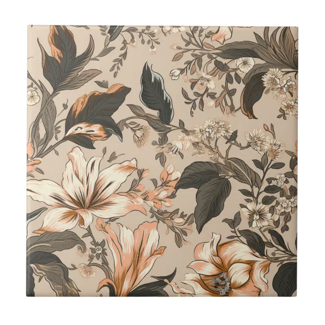 Vintage Floral Pattern Ceramic Tile | Zazzle