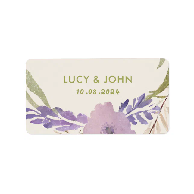 Vintage Floral Wreath Wedding Lavender Lilac Label | Zazzle