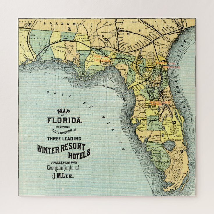 Vintage Florida Resort Map Jigsaw Puzzle | Zazzle