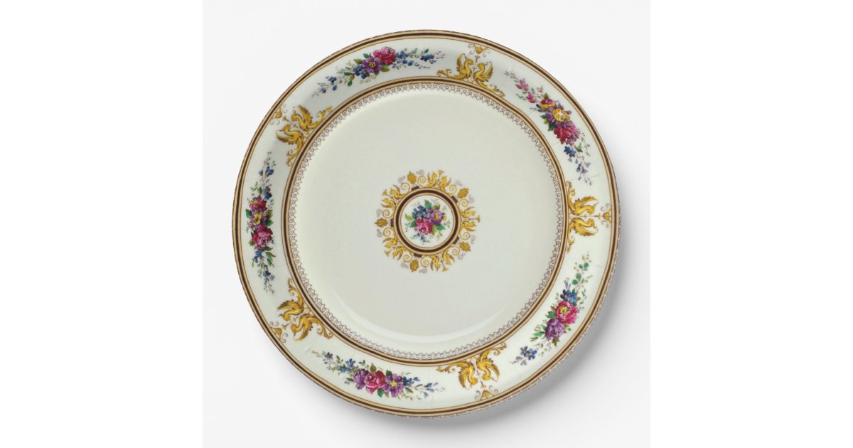 Vintage Formal China Pattern Paper Dinner Plate | Zazzle