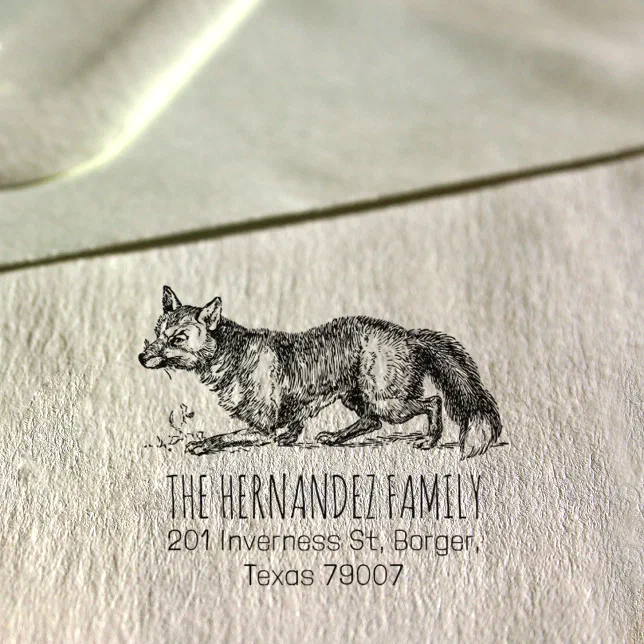 Vintage Fox Return Address Family Rubber Stamp | Zazzle