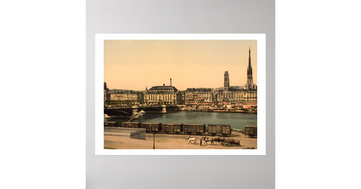 Vintage France, Boieldieu Bridge, Rouen Poster | Zazzle