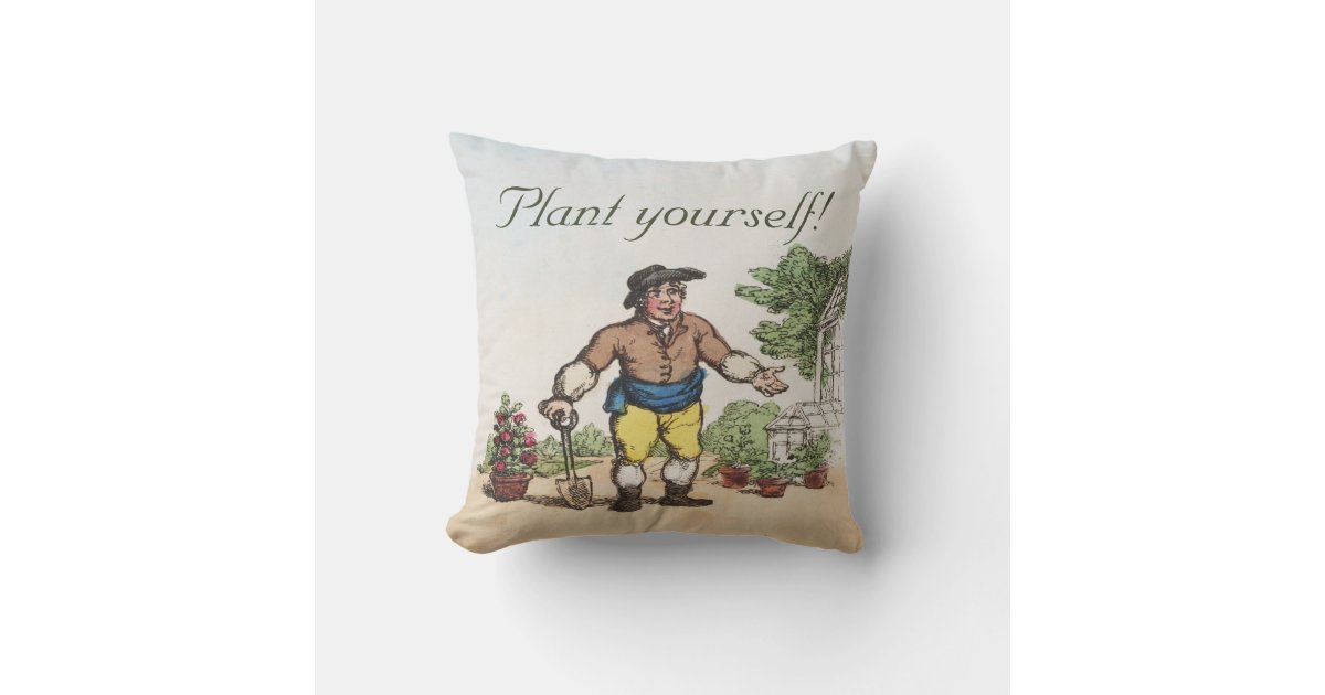 Vintage Gardener's Funny Cushion | Zazzle