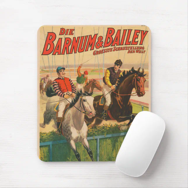 Vintage German Circus Poster Of Jockeys On Horses Mouse Mat | Zazzle