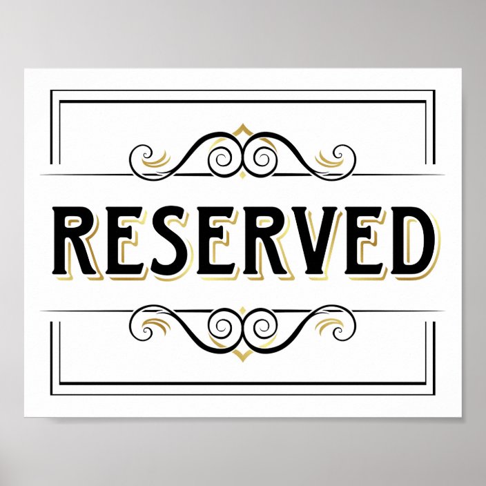 Vintage Gold RESERVED Sign Print | Zazzle.co.uk