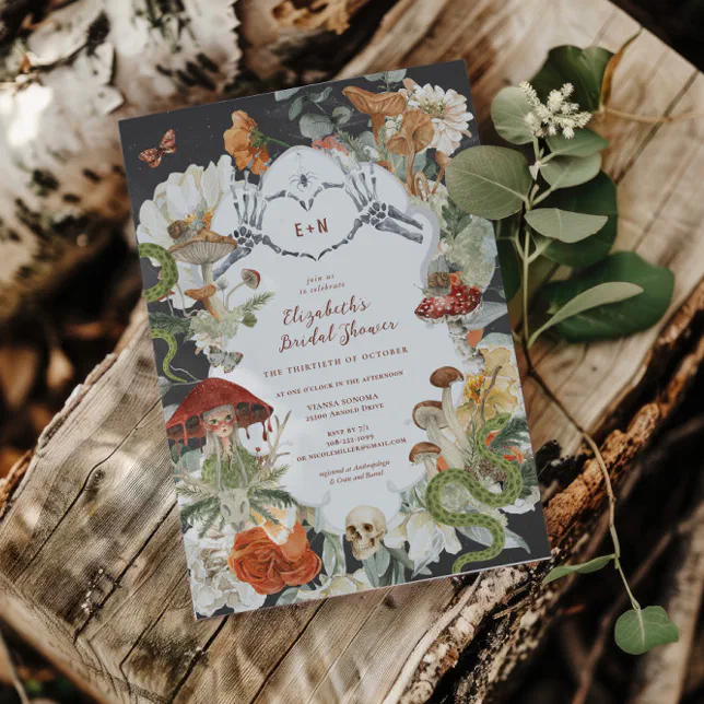 Vintage Gothic Botanical | Skeleton Hands Bridal | Zazzle