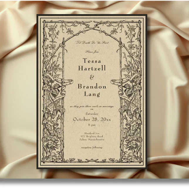 Vintage Gothic Mediaeval Vine Arch Border Wedding Invitation | Zazzle