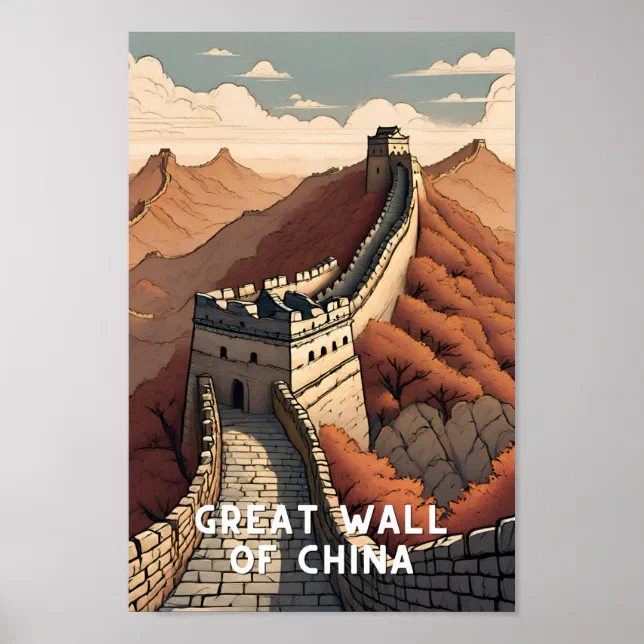 Vintage Great wall of china travel chinese beijing Poster | Zazzle