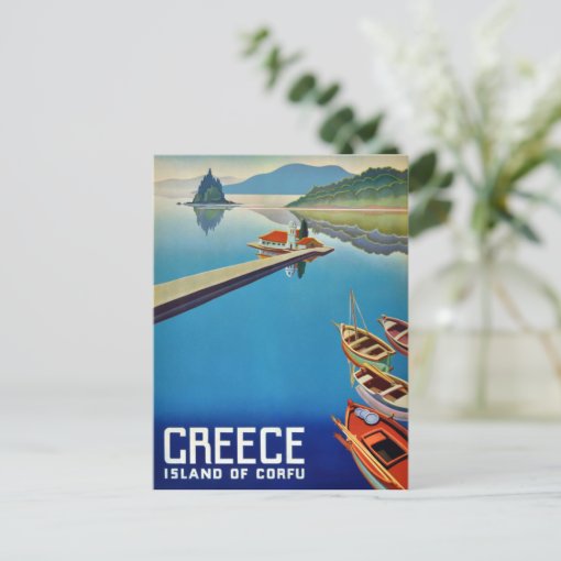 Vintage Greece Travel - Island of Corfu Postcard | Zazzle