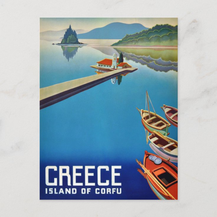 Vintage Greece Travel - Island of Corfu Postcard | Zazzle