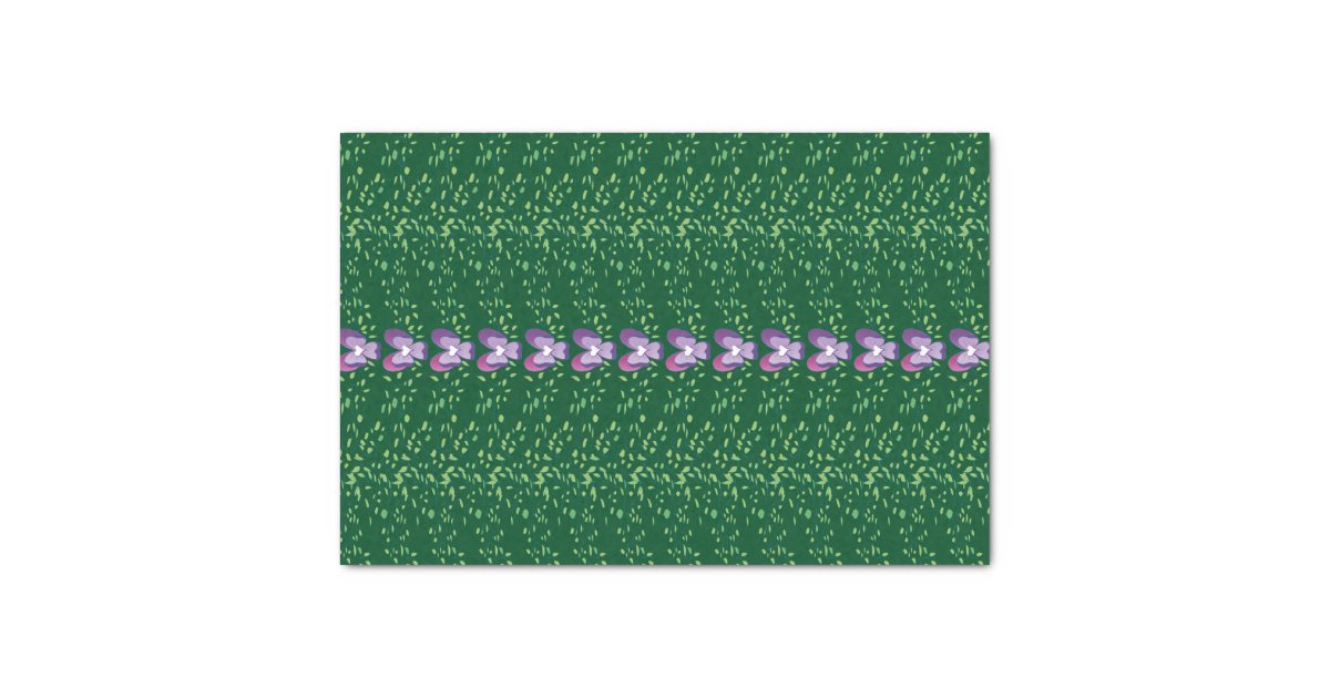 Vintage Green Floral Violets wallpaper pattern Tissue Paper | Zazzle