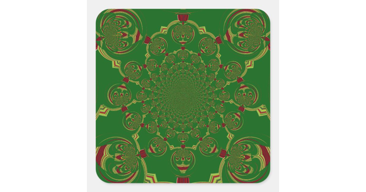 Vintage Green Square Sticker | Zazzle