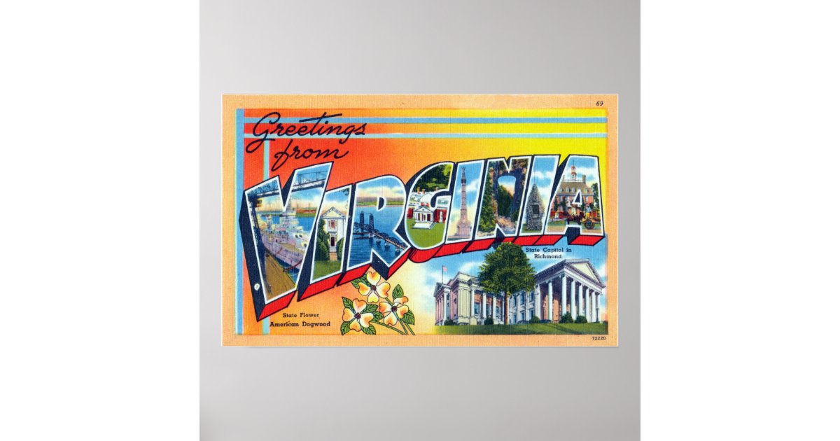 Vintage Greetings From Virginia Travel Poster | Zazzle