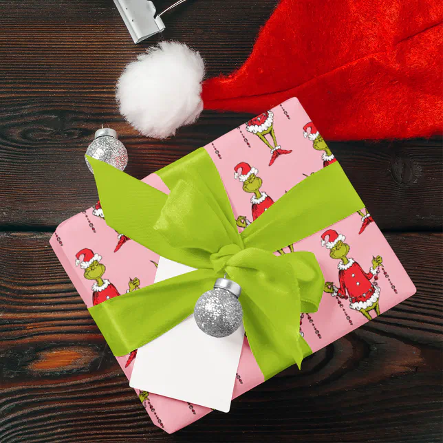 Vintage Grinch Christmas Pink Pattern Wrapping Paper Sheet | Zazzle