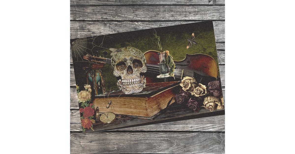 Vintage Halloween Scene Decoupage Skull Ephemera Tissue Paper | Zazzle