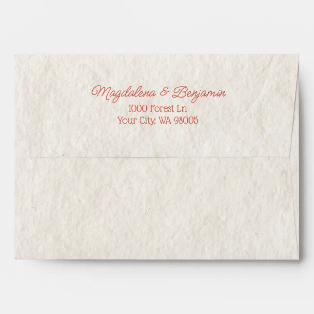 Vintage Hand Drawn Champagne Flutes Orange Wedding Envelope | Zazzle