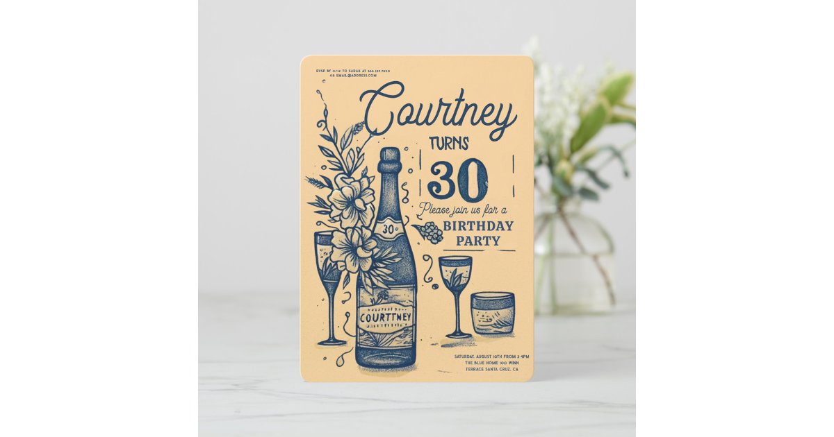 Vintage Handwritten Scribble Drawing 30th Birthday Invitation | Zazzle
