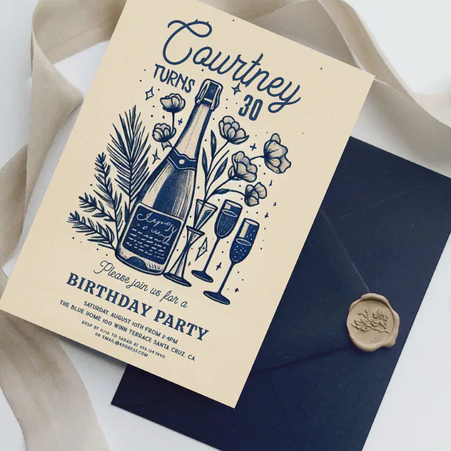 Vintage Handwritten Scribble Drawing 30th Birthday Invitation | Zazzle