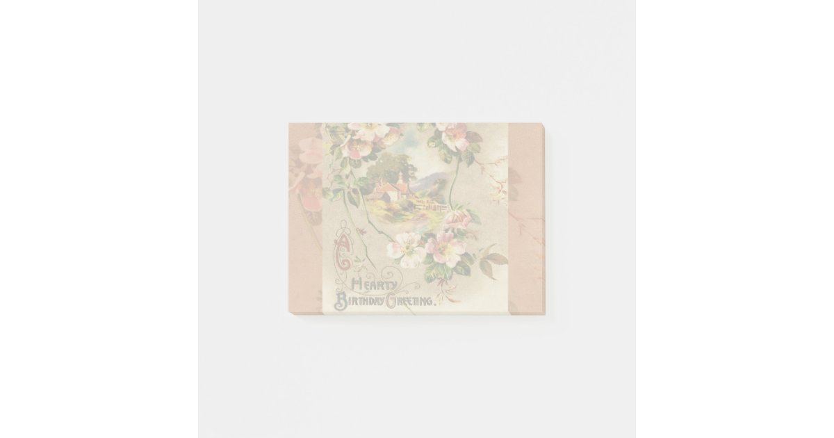 Vintage Happy Birthday Card Artwork Post-it Notes | Zazzle