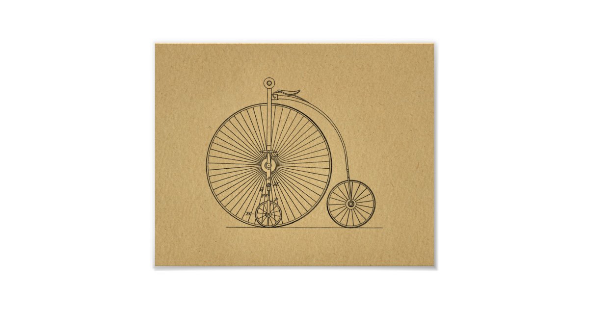 Vintage High Wheeler Bicycle Patent Art Print | Zazzle