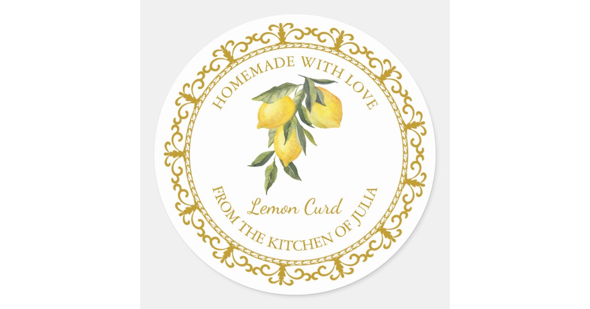 Vintage Homemade Lemon Curd Label l White | Zazzle