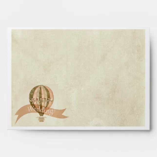 Vintage Hot Air Balloon Wedding Invitation Envelop Envelopes | Zazzle