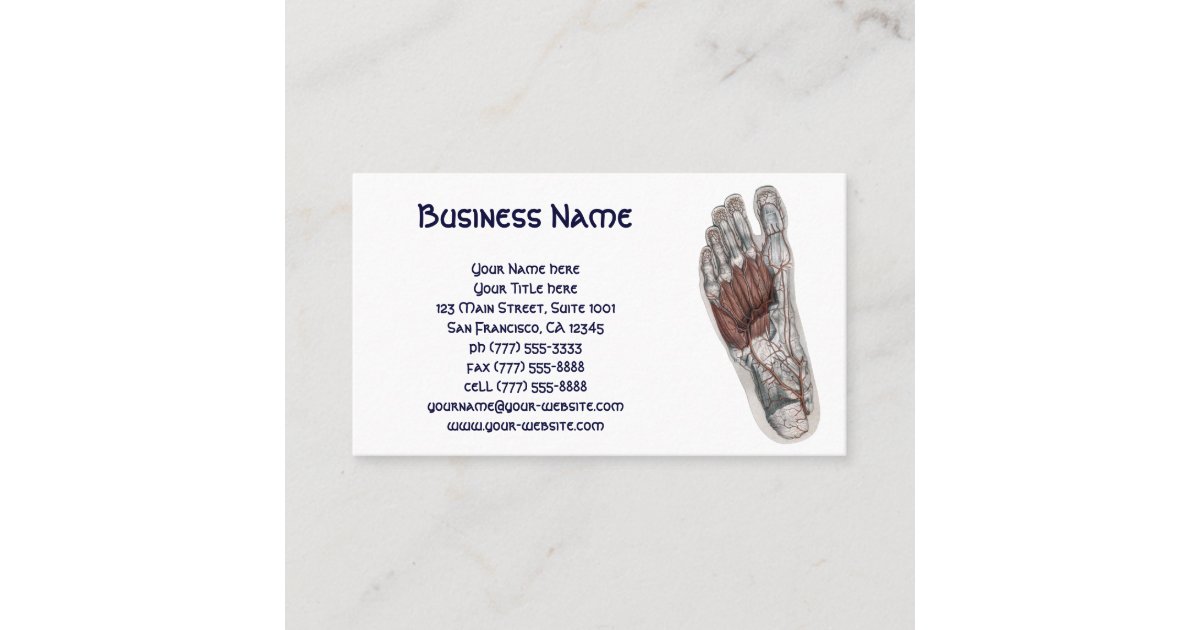 Vintage Human Anatomy Footprint Podiatry Foot Business Card | Zazzle