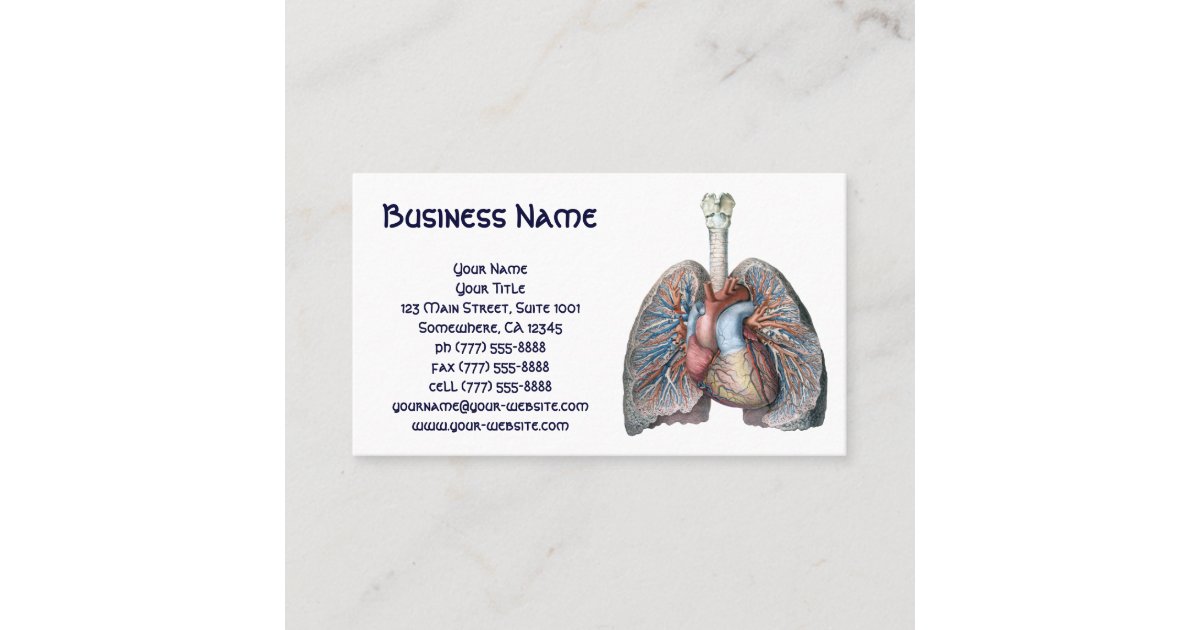 Vintage Human Anatomy Lungs Heart Organs Blood Business Card | Zazzle