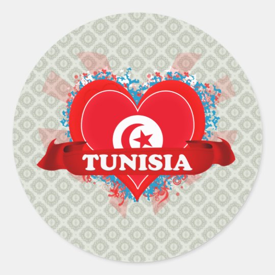 Vintage I Love Tunisia Classic Round Sticker | Zazzle.co.uk