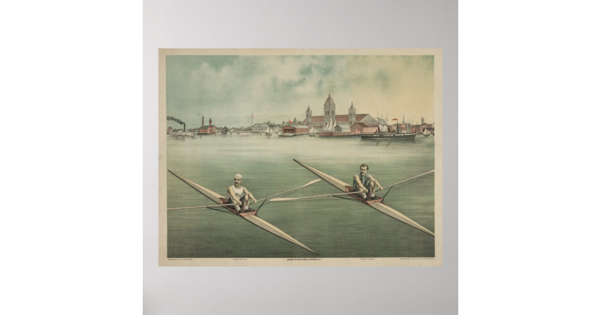 Vintage Illustration of Crewing Athletes (1879) Poster | Zazzle