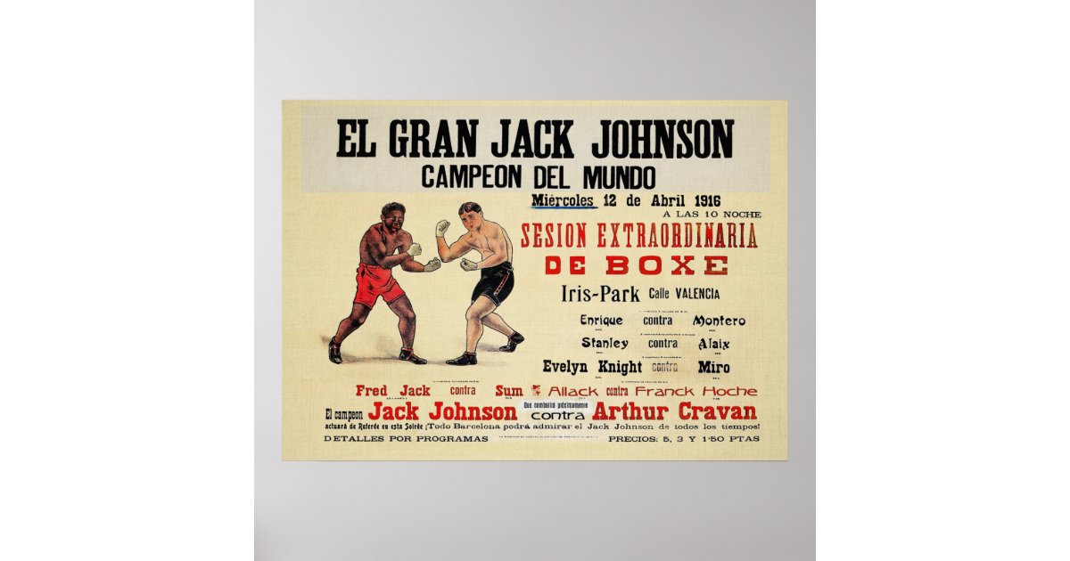 Vintage Jack Johnson Arthur Cravan Fight Poster | Zazzle