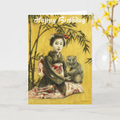 Vintage Japanese Geisha Birthday Card | Zazzle