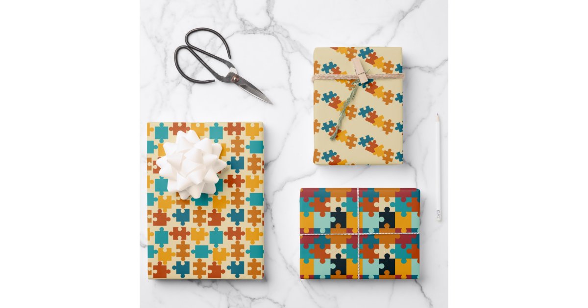 Vintage Jigsaw Puzzle Wrapping Paper Sheet | Zazzle