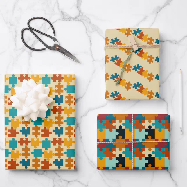 Vintage Jigsaw Puzzle Wrapping Paper Sheet | Zazzle