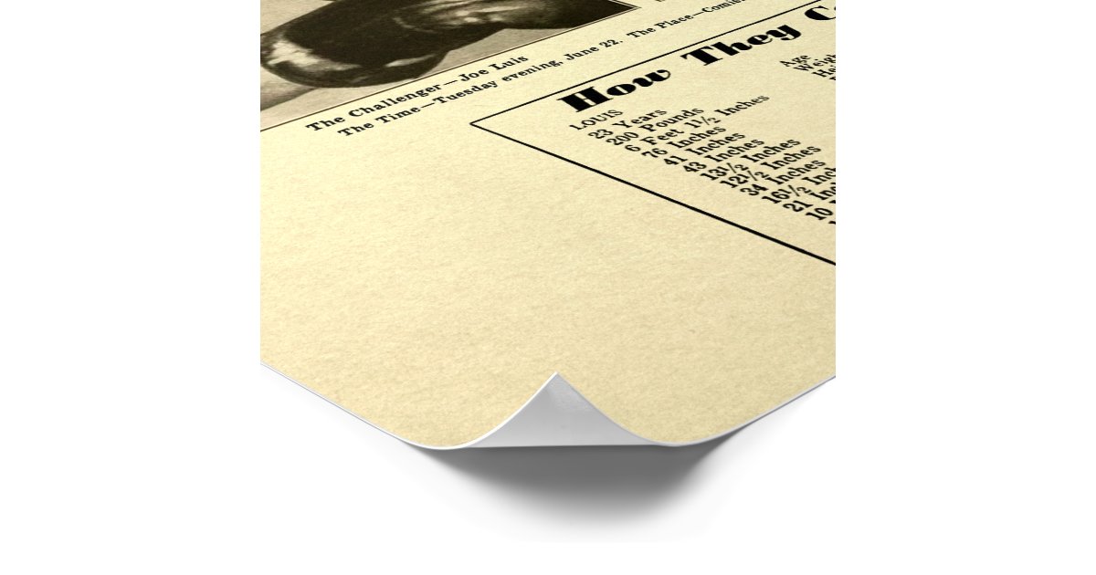 Vintage Joe Lewis vs James Braddock Poster | Zazzle