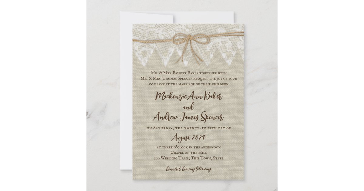 Vintage Lace Country Fair Wedding Invitation | Zazzle