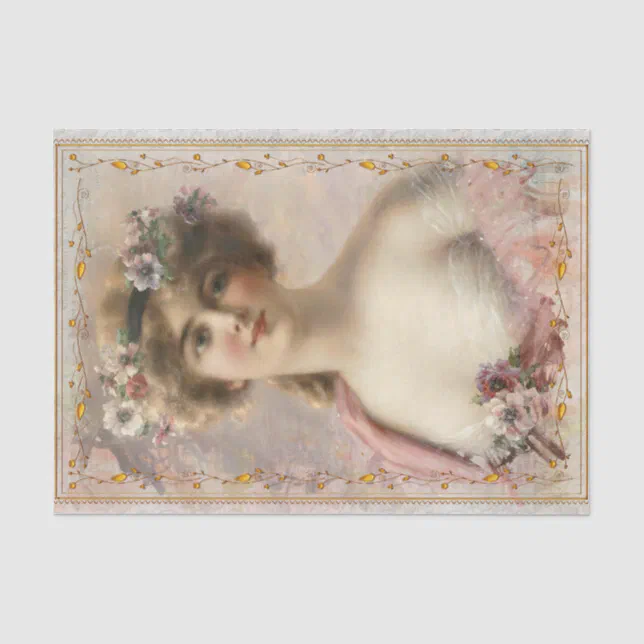 Vintage Lady Portrait Decoupage Tissue Paper | Zazzle