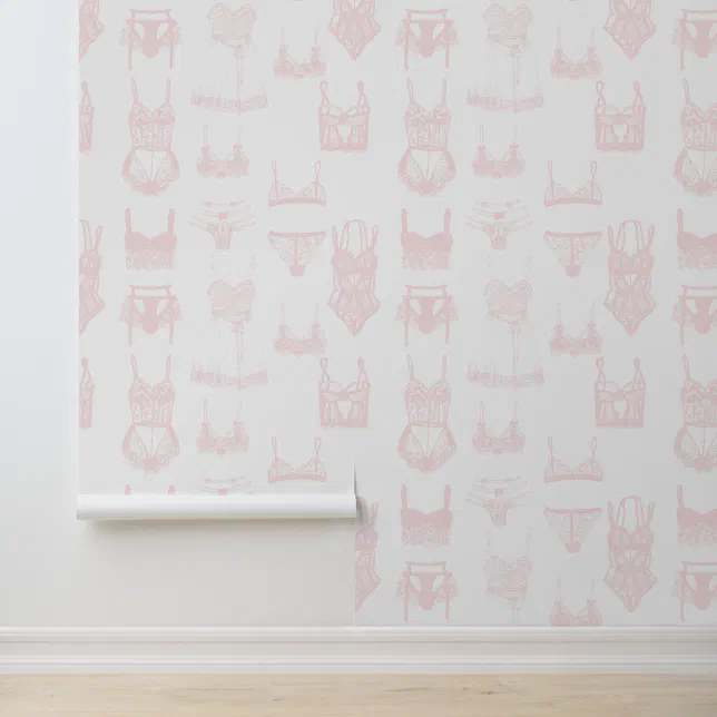 Vintage Lingerie Pink and White Pattern Wallpaper | Zazzle