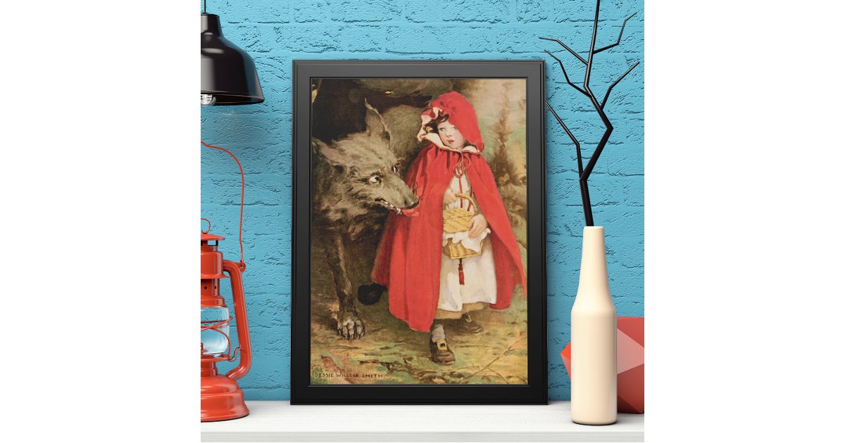 Vintage Little Red Riding Hood and Big Bad Wolf Poster | Zazzle