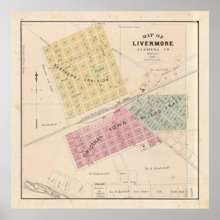 Vintage Livermore CA Map (1878) Poster | Zazzle