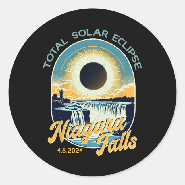 Vintage Look Total Solar Eclipse Niagara Falls Classic Round Sticker ...