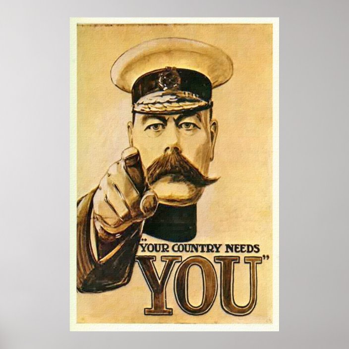 Vintage Lord Kitchener Poster Print | Zazzle.co.uk