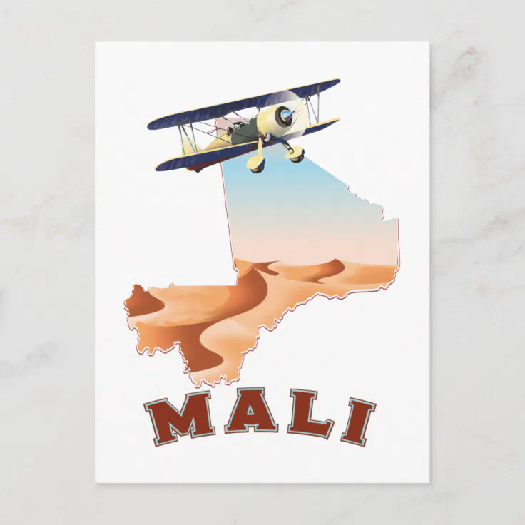 Vintage Mali Map travel poster Postcard | Zazzle