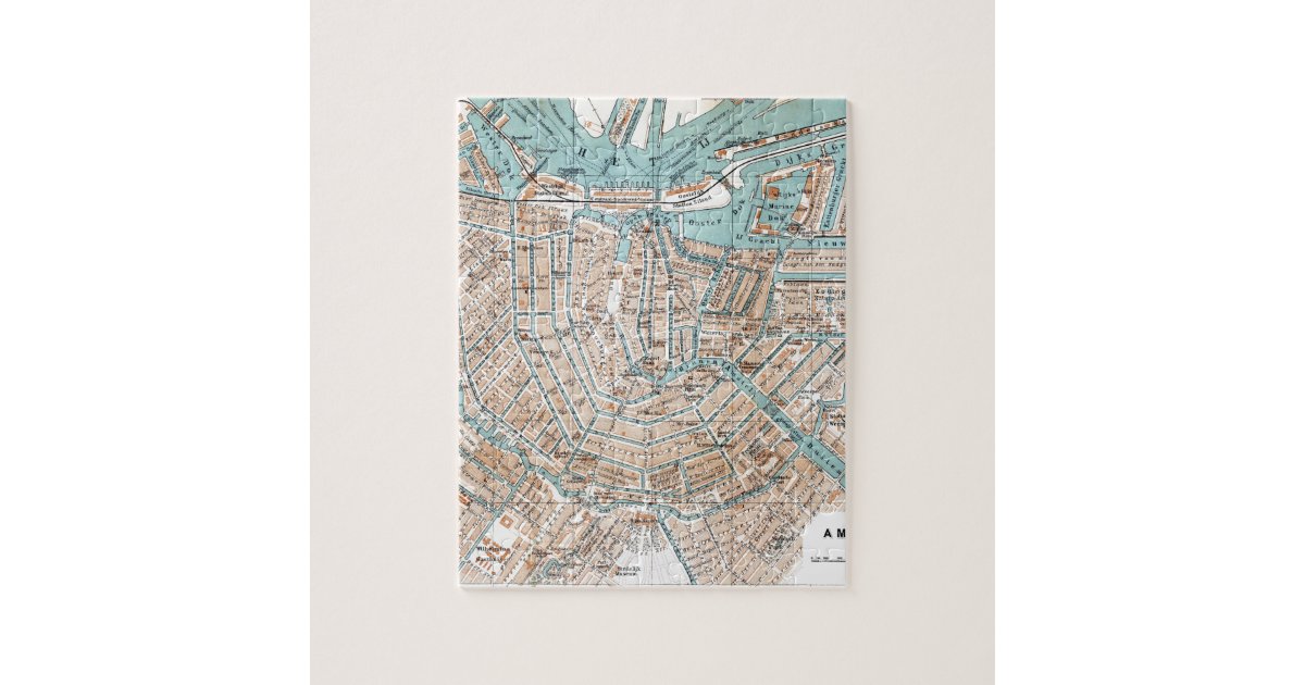 Vintage Map of Amsterdam (1905) Jigsaw Puzzle | Zazzle