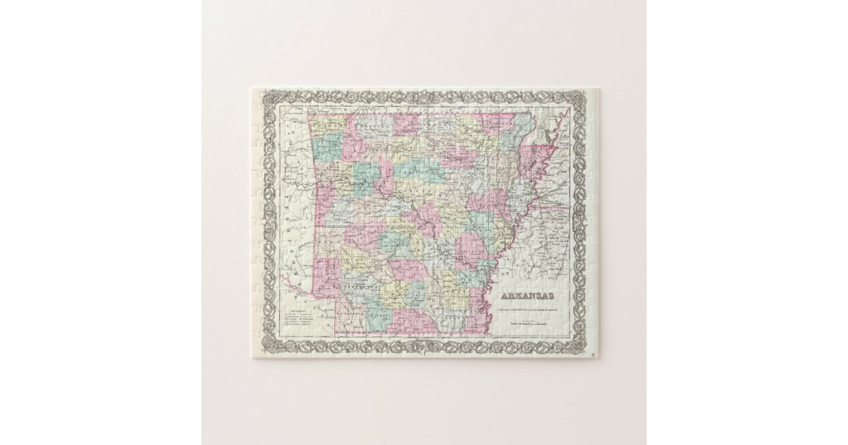 Vintage Map of Arkansas (1855) Jigsaw Puzzle | Zazzle