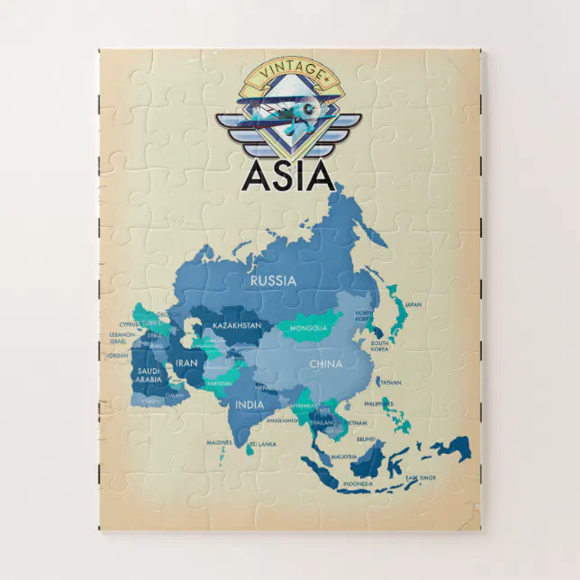 Vintage Map Of Asia Jigsaw Puzzle | Zazzle