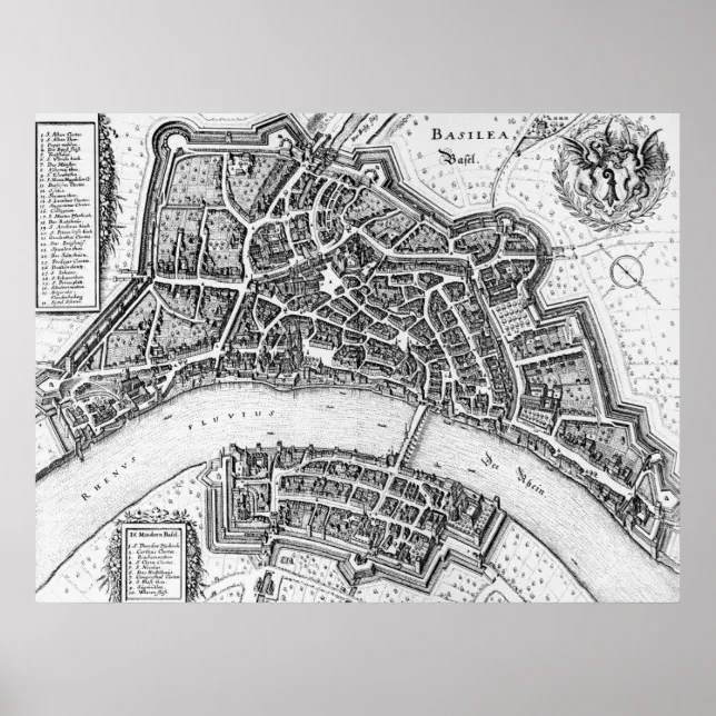 Vintage map of Basel (1642) Poster | Zazzle