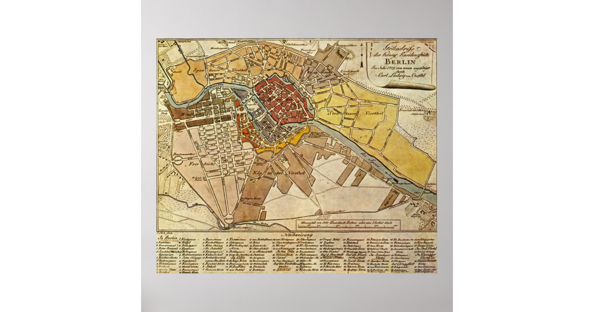 Vintage Map of Berlin Germany (1789) Poster | Zazzle