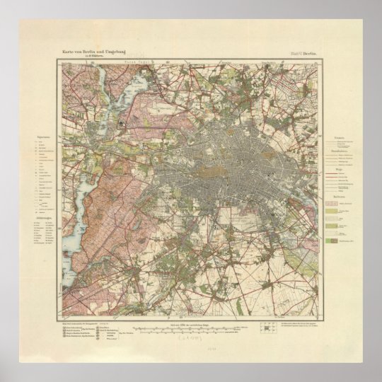 Vintage Map of Berlin Germany (1913) 2 Poster | Zazzle.co.uk